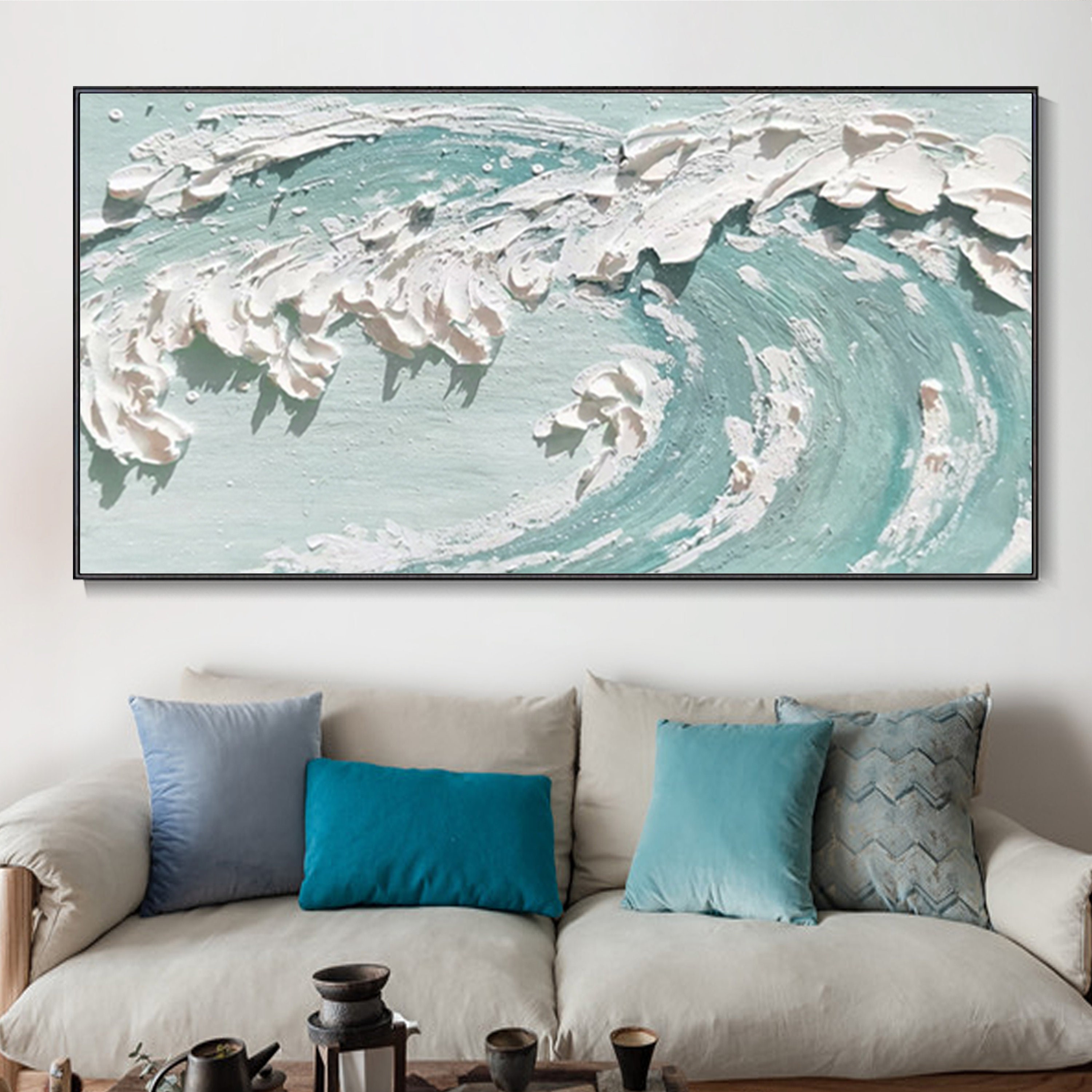 Abstract Ocean Painting, Giantwave Sea Painting, Canvas Sea Landscape ...
