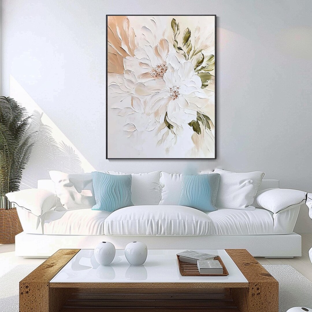 3D Texture Floral Wall Art Original Canvas Flower Painting Abstract ...