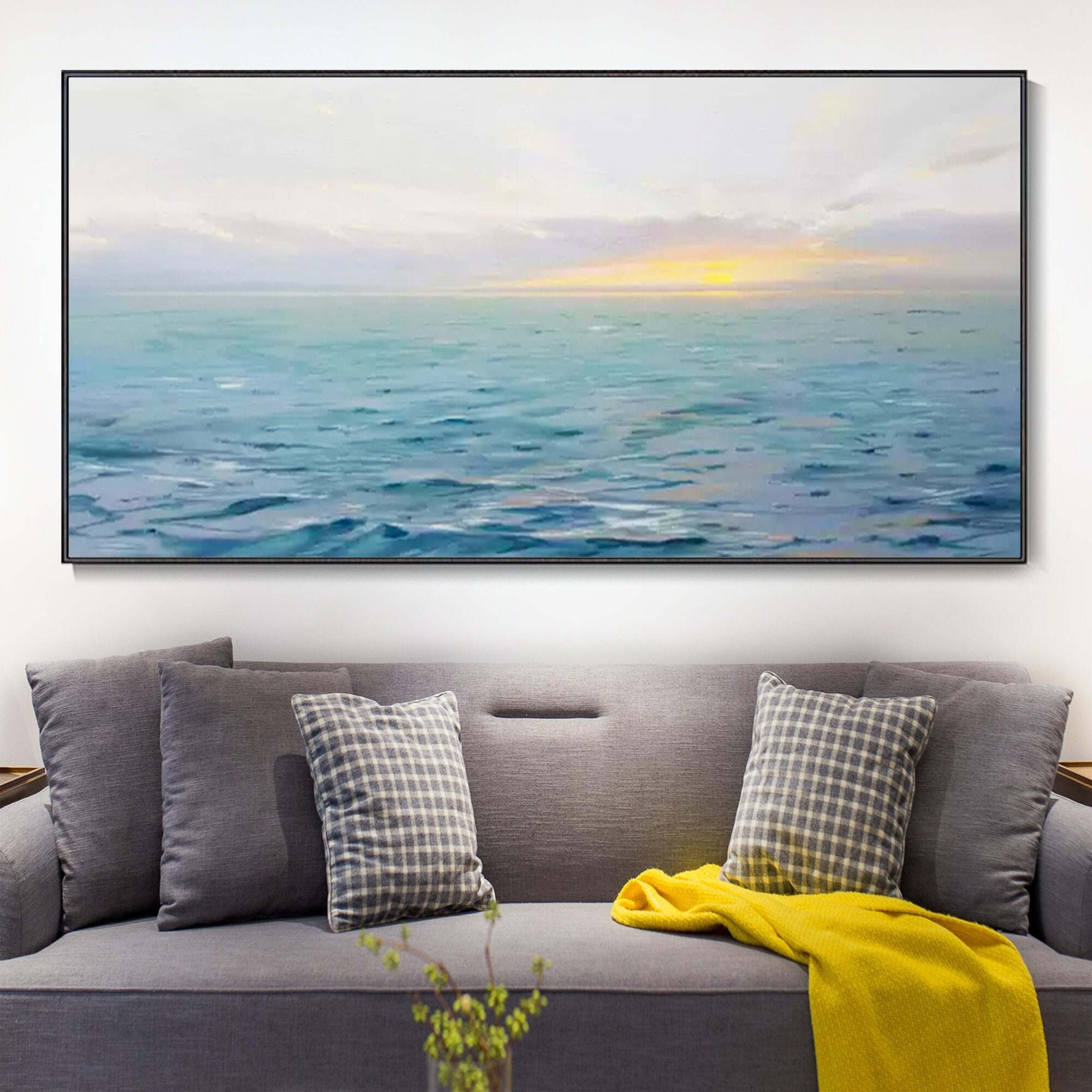 Calm Sea Art Minimalist Art Large Wall Landscape Hand Oil - Etsy