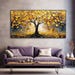 3D Gold Tree Oil Painting Thick Texture Art Canvas Landscape Wall Art ...