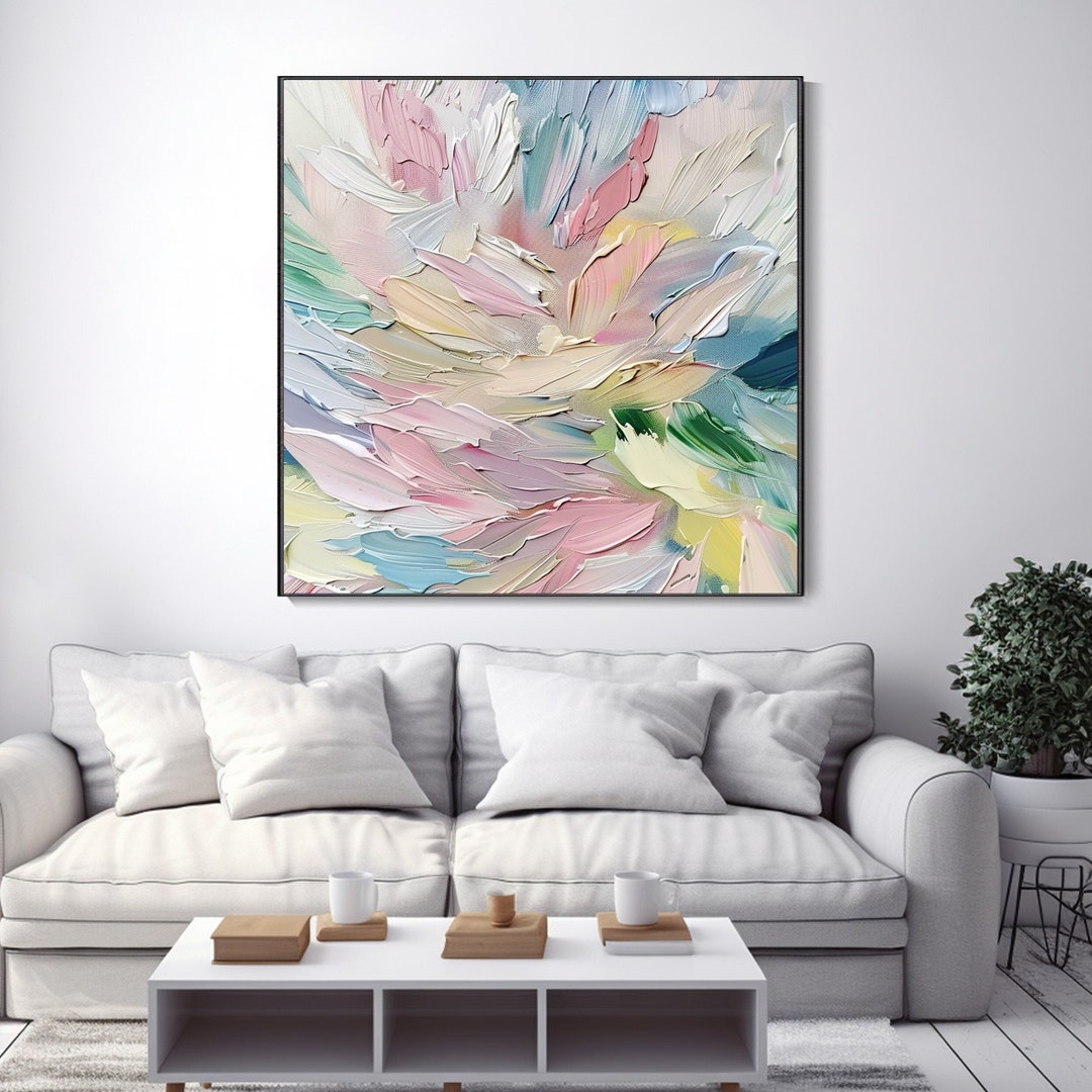 Modern Abstract Thick Texture Canvas Art Soft Tones Swirl Texture Wall ...
