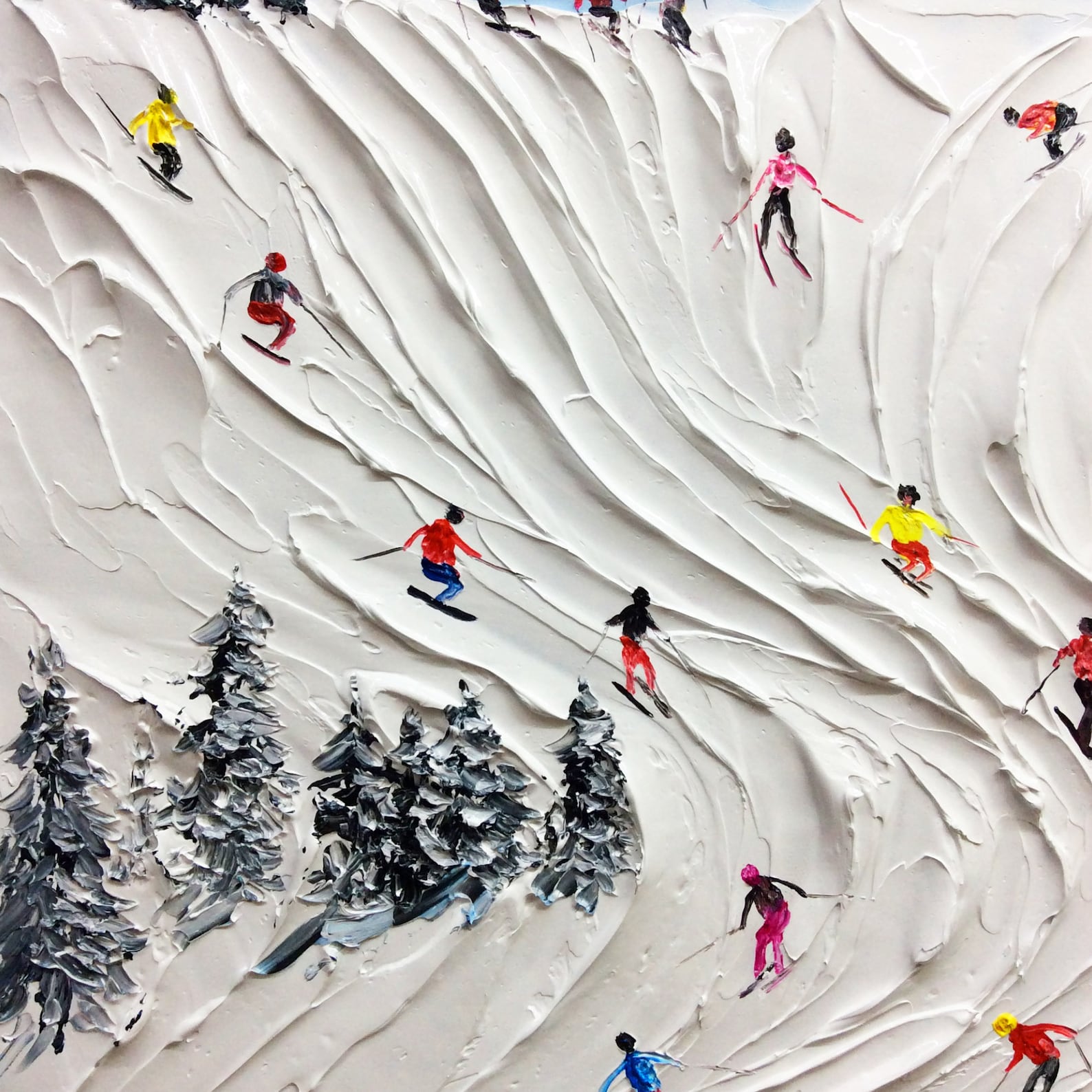 Ski Sports Oil Painting on Canvas Abstract Texture White - Etsy