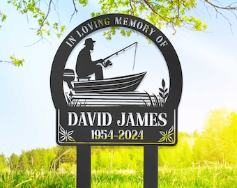 Custom Hunting Memorial Sign, Fisherman Memorial Gift, Grave Marker ...