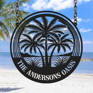 Custom Palm Tree Metal Sign, Palm Trees Sign, Porch Decor, Outdoor ...