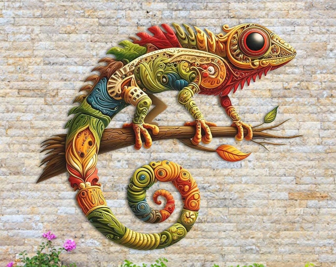 Gecko Lizard Metal Wall Decor Tropical Tiki Decor Set of 2 19.5 and 12 ...