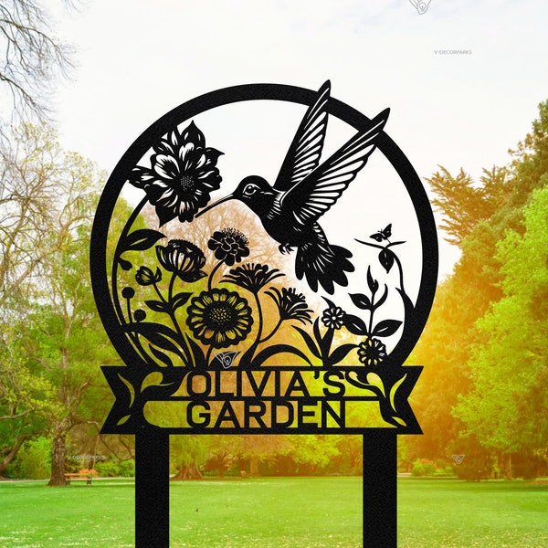 Metal Hummingbird Garden Sign - Etsy