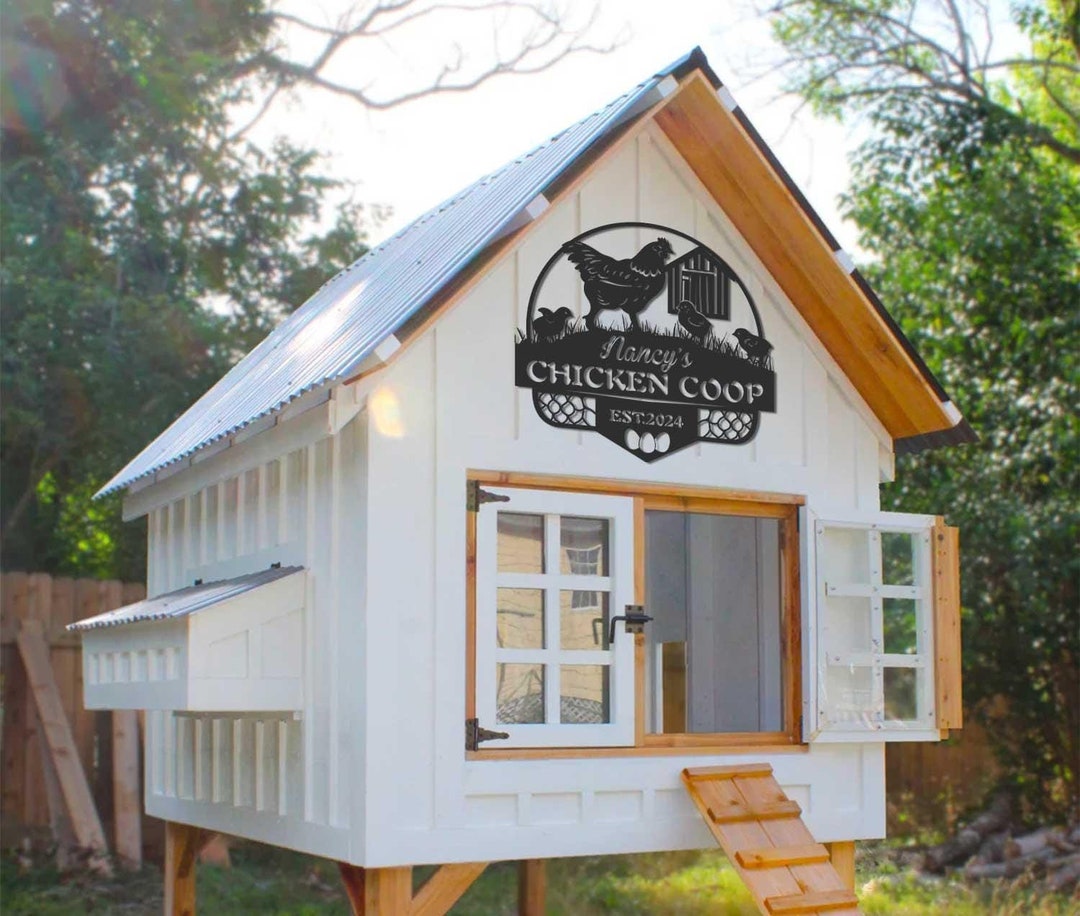 Custom Chicken Eggs Farmed Sign, Chicken Metal Sign, Personalized ...