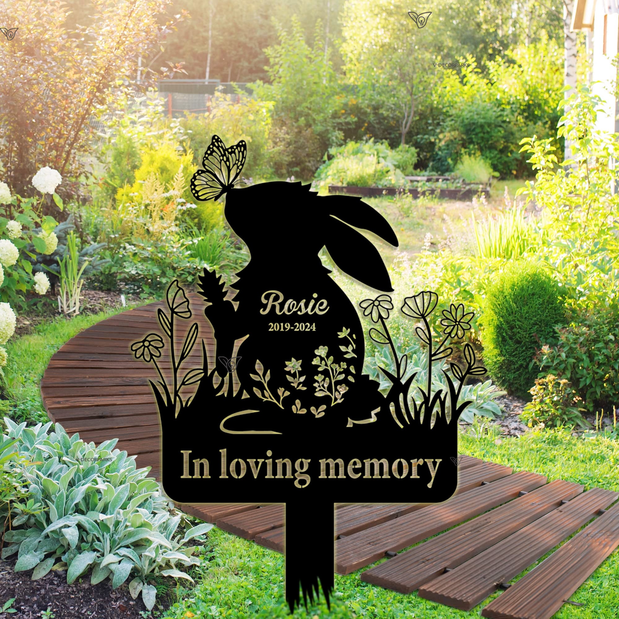 Custom Rabbit Stake Sign, Bunny Metal Sign, Memorial Rabbit Metal Sign ...