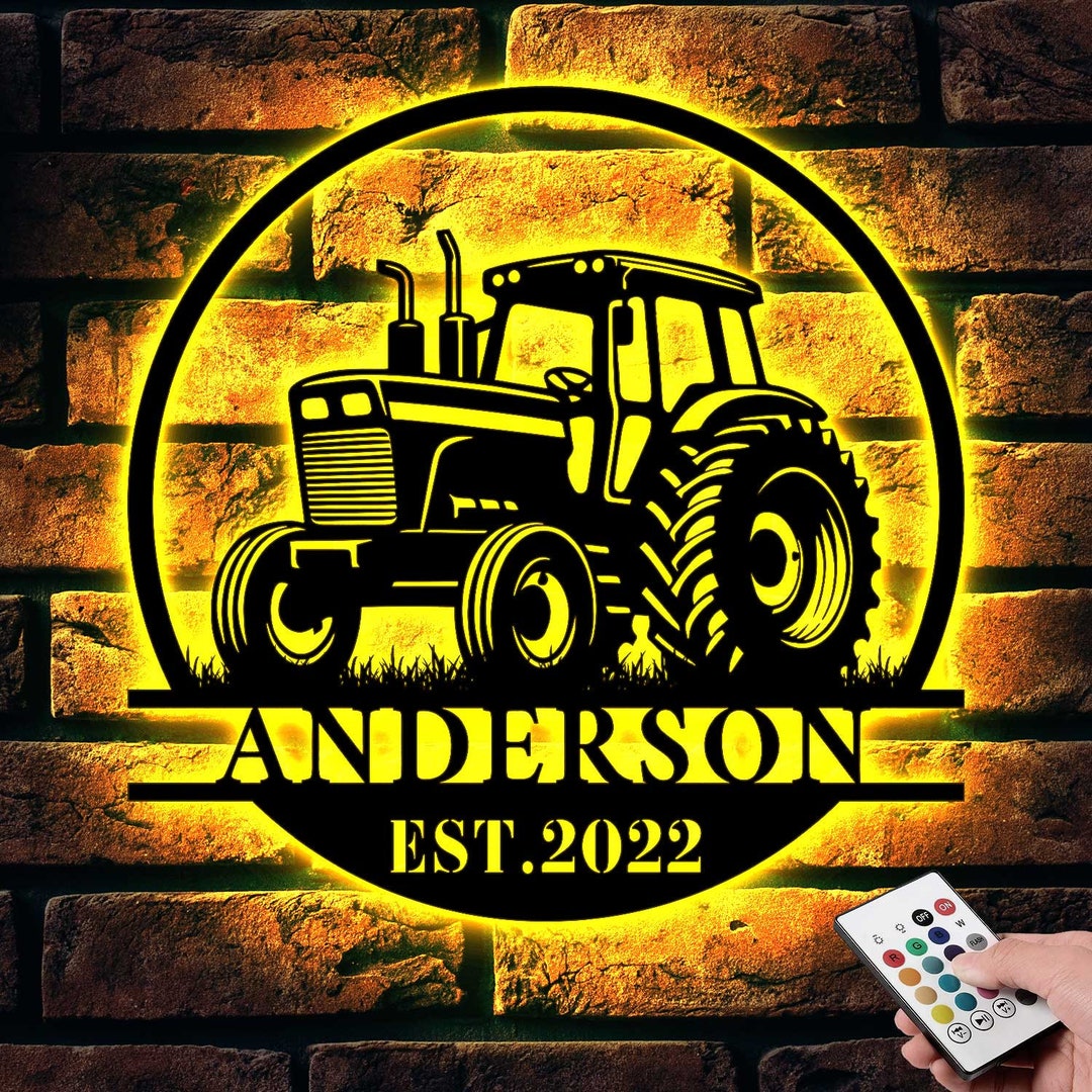Custom Tractor Metal Sign With LED Lights, Farm Tractor Sign, Tractor ...
