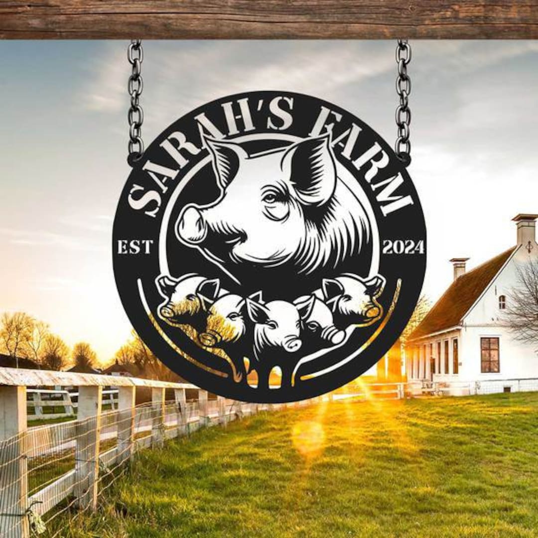 Custom Pig Metal Sign, Pig Farm Sign, Farmhouse Decor, Farmer Gift ...