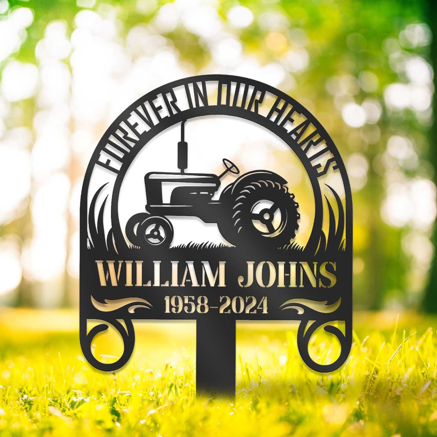 Memorial Tractor Sign Personalized, Tractor Stake, Farmer Memorial Gift ...