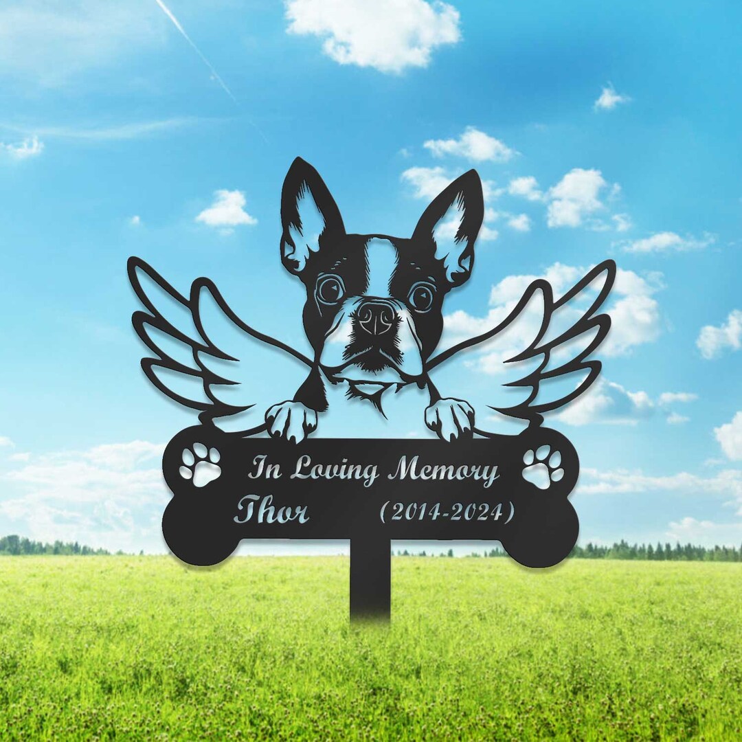 Personalized Dog Memorial Stake, Boston Terriers Metal Sign, Pet Grave ...
