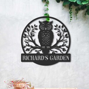 Custom Owl Metal Sign, Owl Monogram Sign, Owl Wall Decor, Outdoor Decor ...