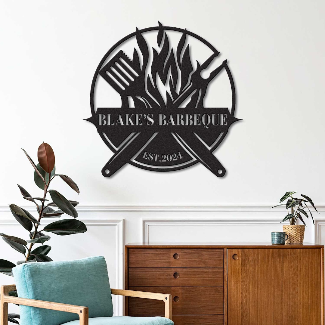 Personalized Barbeque Metal Sign, Barbeque Metal Wall Art, Custom BBQ ...