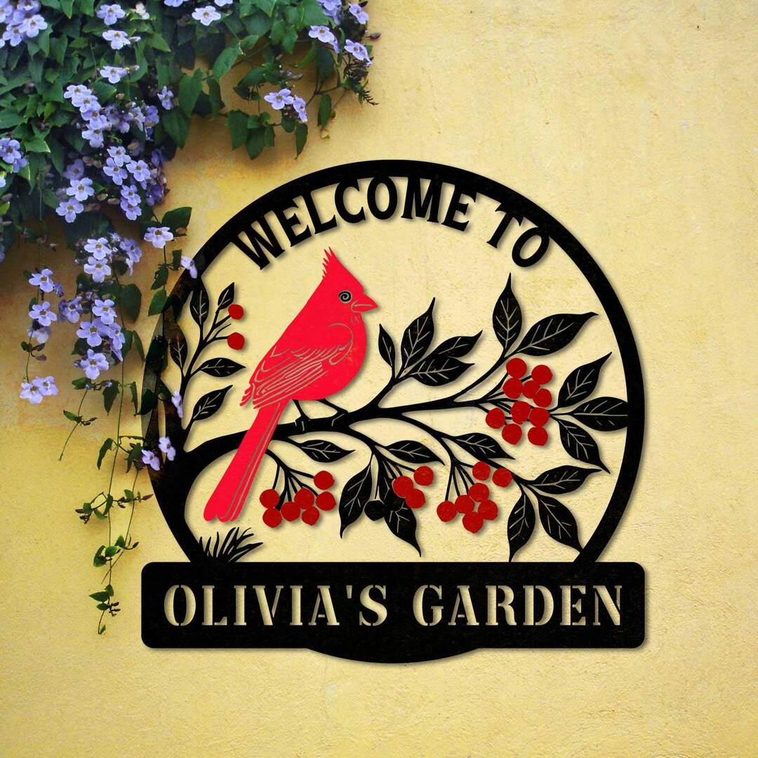 Custom Red Cardinal Metal Sign, Cardinal Wall Decor, Cardinal Bird ...