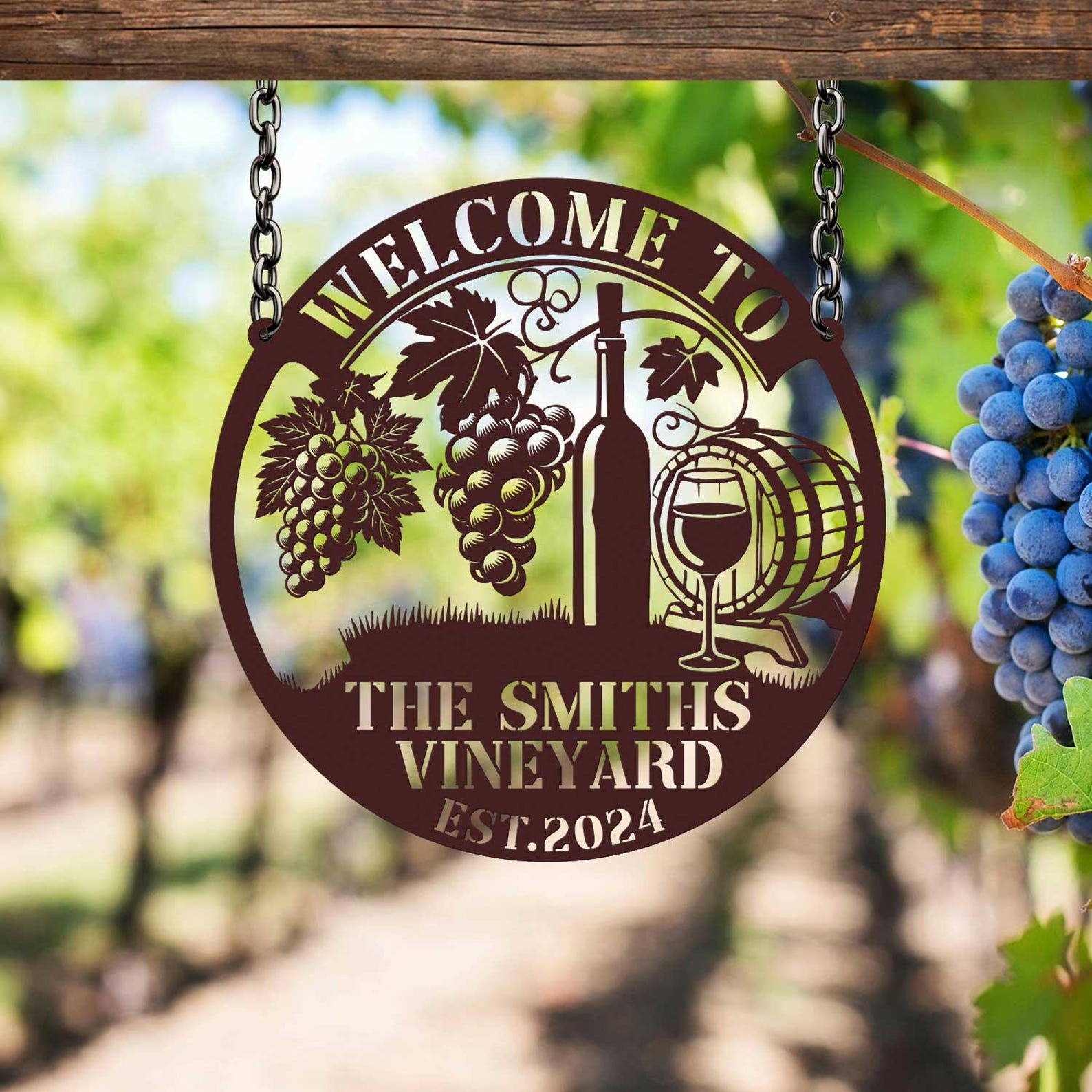Custom Grape Metal Sign, Vineyard Sign, Grape Sign, Wine Grapes ...