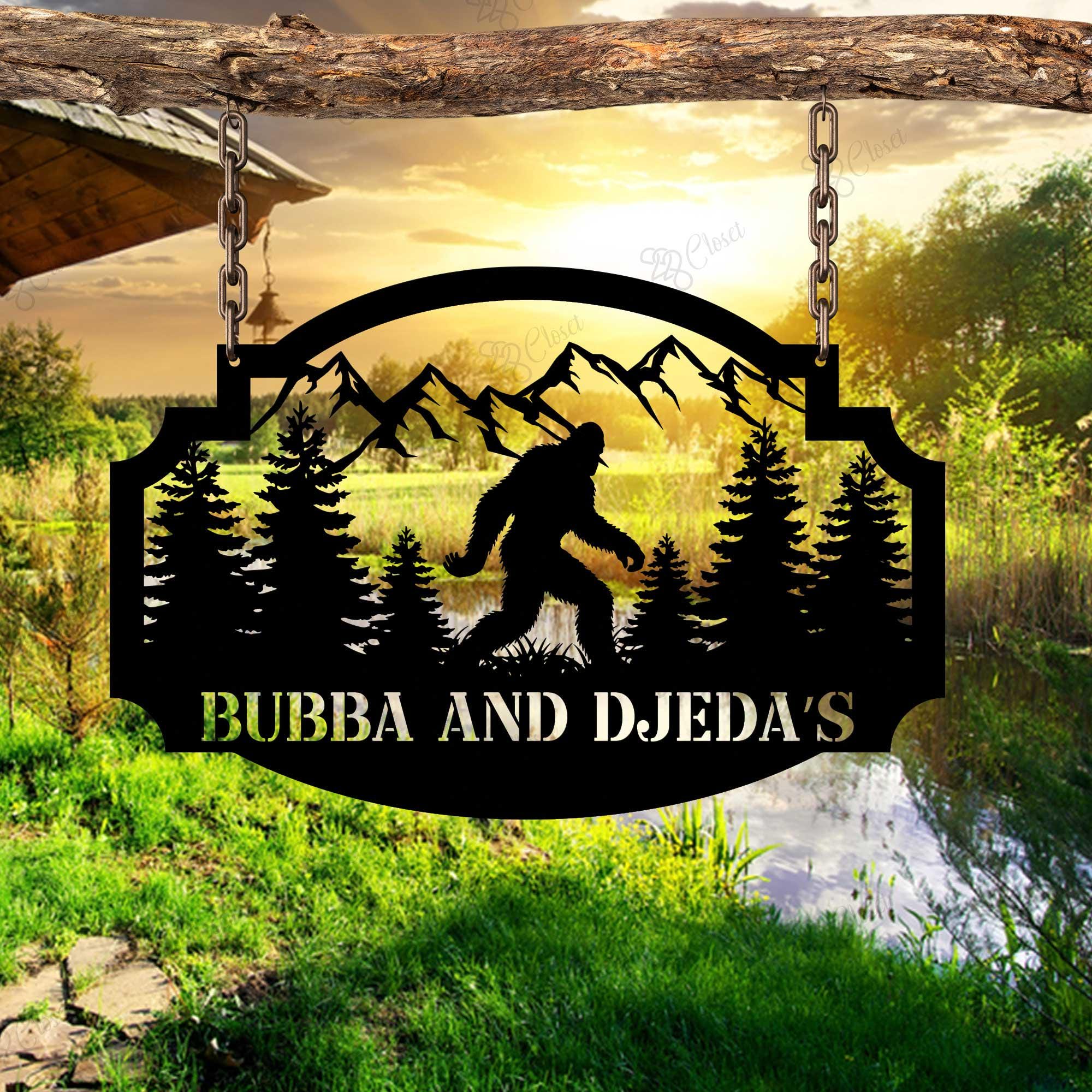Personalized Sasquatch Metal Sign, Bigfoot Cabin Sign, Yeti Metal Yard ...