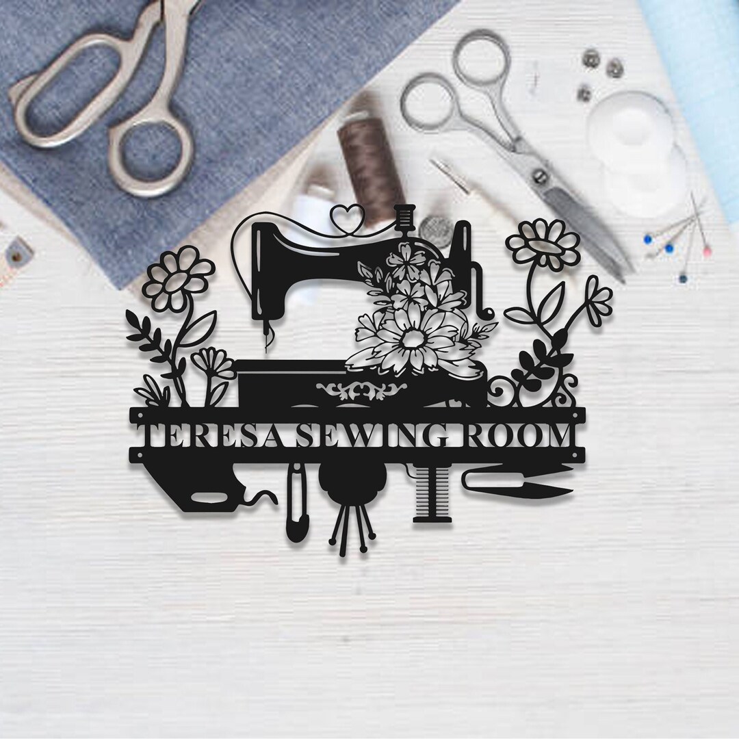 Custom Sewing Metal Sign, Sewing Room Sign, Personalized Sewer Name ...