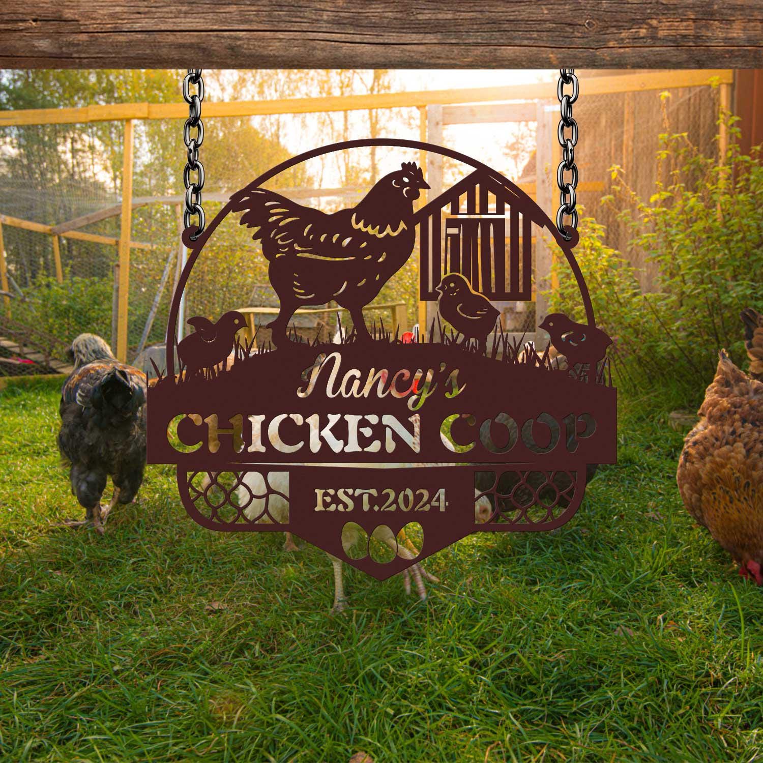 Custom Chicken Eggs Farmed Sign, Chicken Metal Sign, Personalized ...