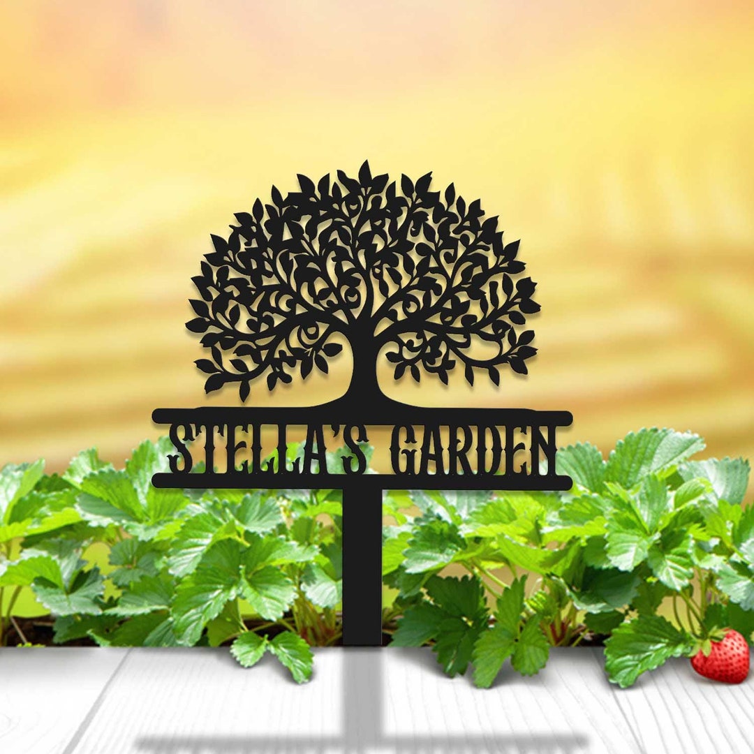 Personalized Bonsai Tree Garden Stake, Bonsai Garden Metal Stake ...