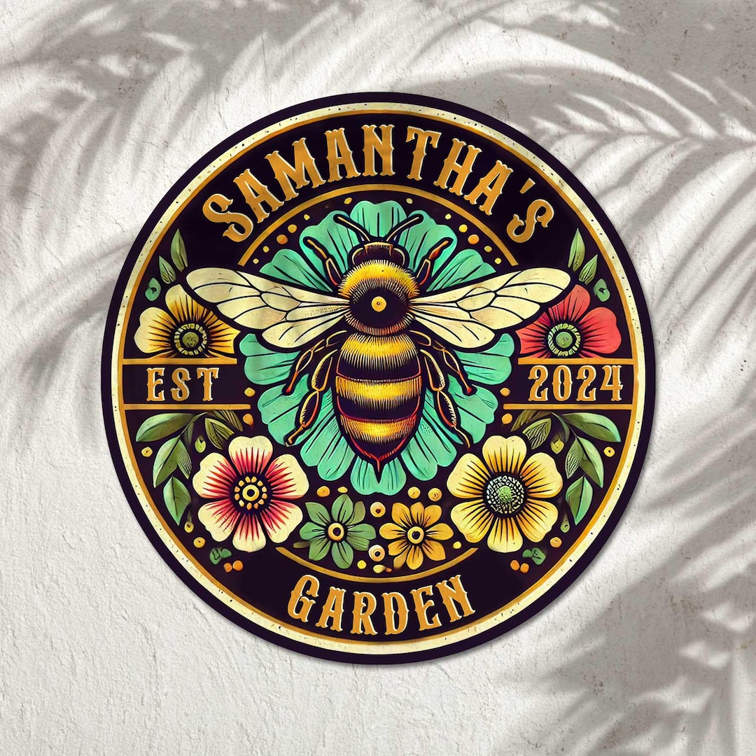 Custom Colorful Bee Garden Sign, Bee Metal Sign, Multi-color Bee Sign ...