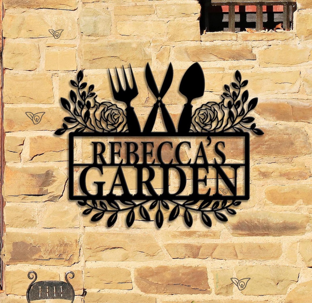 Custom Metal Garden Decor, Garden Tools Sign, Personalised Garden Name ...