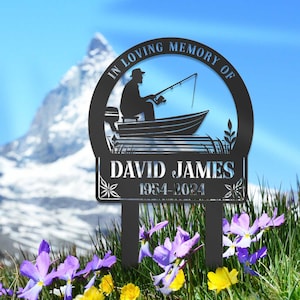 Custom Fisherman Memorial Sign, Fishing Heaven Memorial Stake, Grave ...