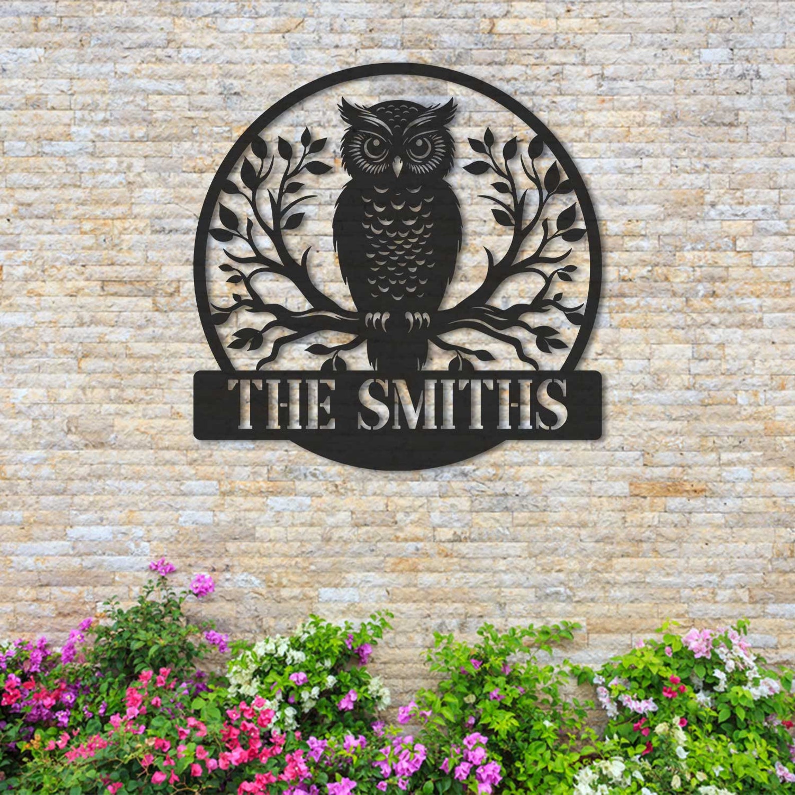 Custom Owl Metal Sign, Owl Monogram Sign, Owl Wall Decor, Outdoor Decor ...
