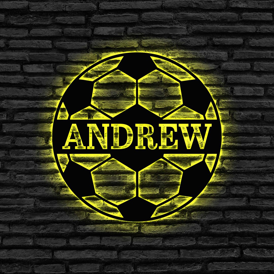 Personalized Soccer Ball Sign With LED Light, Custom Soccer Player Name ...