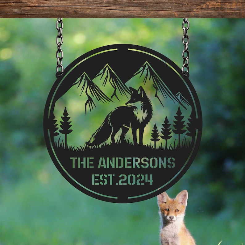 Personalized Metal Fox Sign, Fox Outdoor Decor, Outdoor Decor, Fox Yard ...