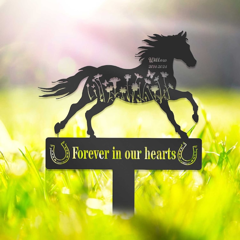 Custom Horse Memorial Sign, Horse Stake, Grave Markers, Horse Sign With ...