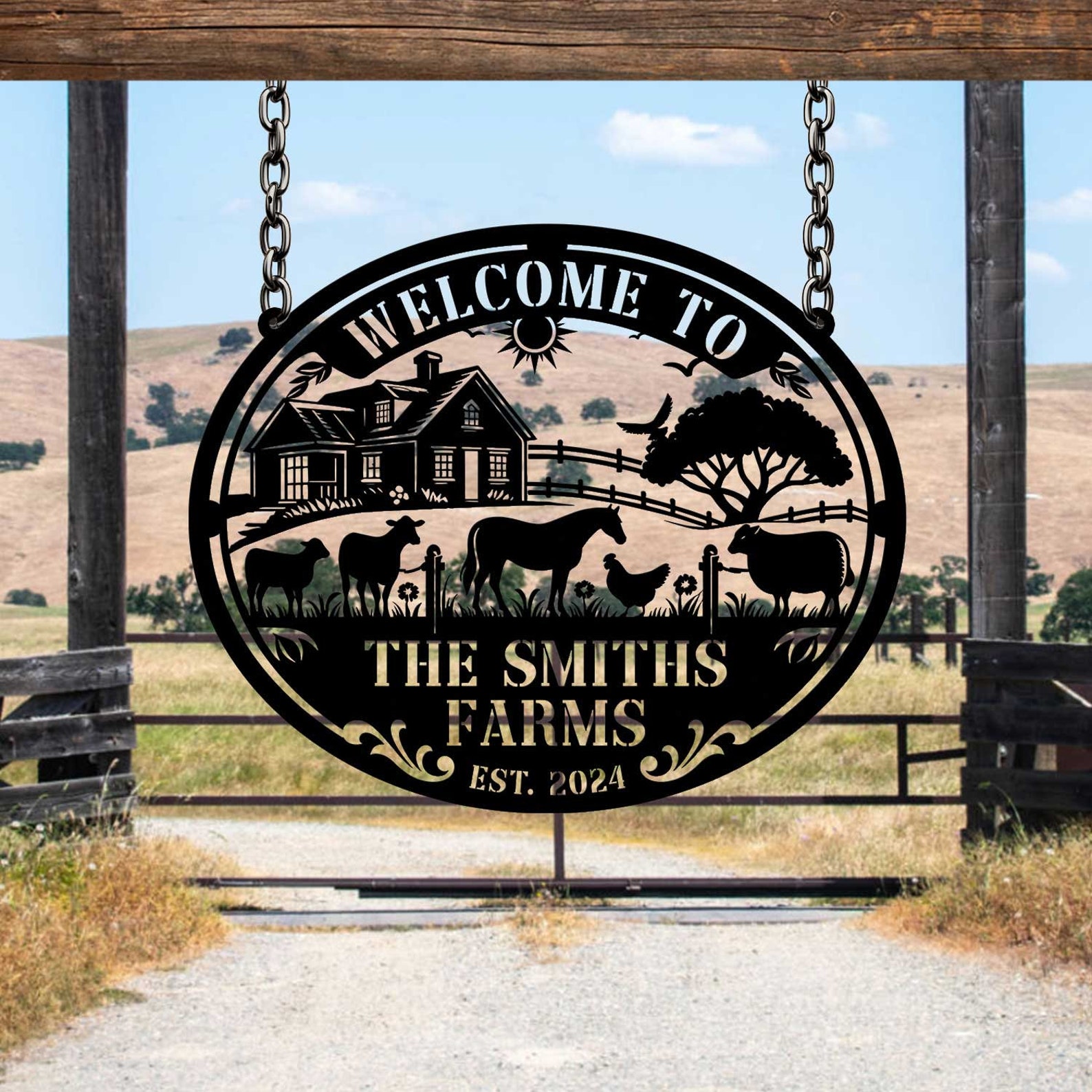 Personalized Metal Ranch Sign, Farm Animals Sign, Farmhouse Decor ...