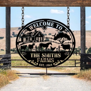 Personalized Metal Ranch Sign, Farm Animals Sign, Farmhouse Decor ...