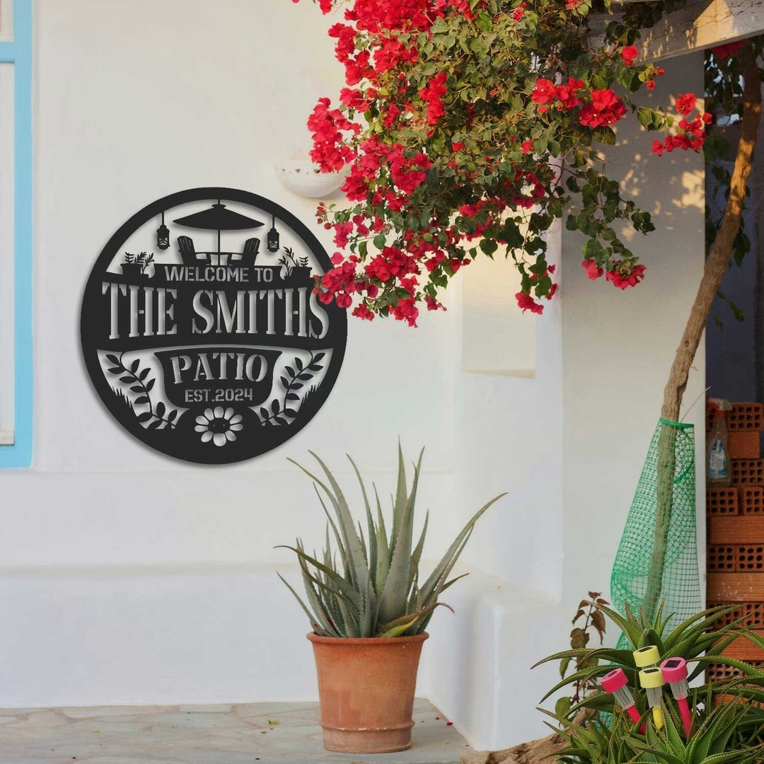 Personalized Metal Patio Sign, Custom Metal Backyard Sign, Outdoor ...