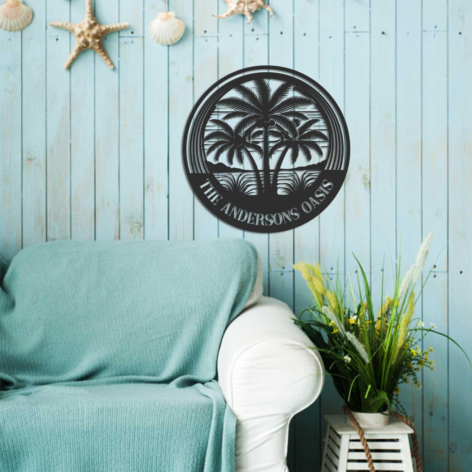 Custom Palm Tree Metal Sign, Palm Trees Sign, Porch Decor, Outdoor ...