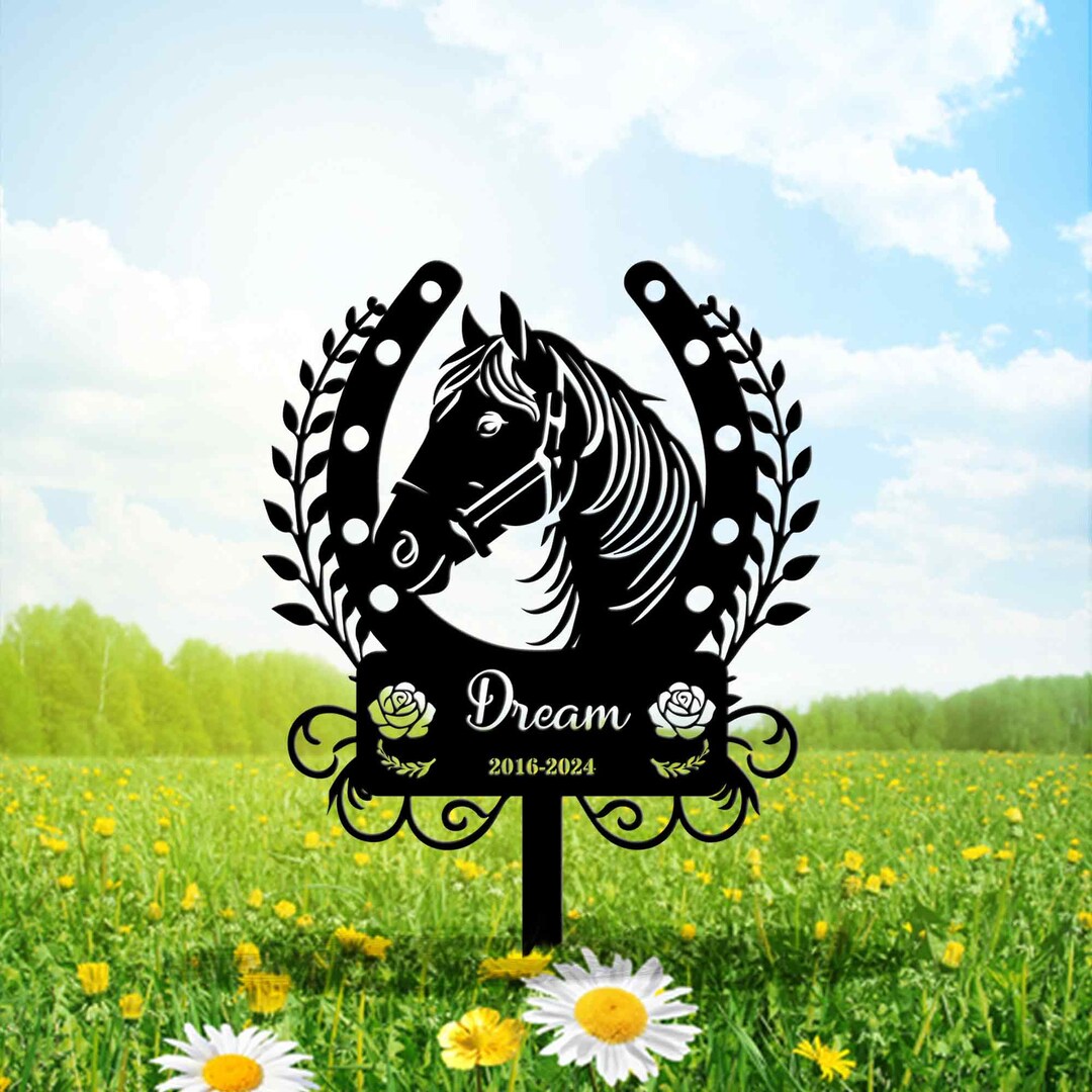 Custom Horse Memorial Metal Sign With Stake, Horse Grave Marker, Pet ...