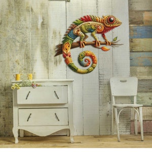 Metal Lizard Wall Art, Colorful Lizard, Lizard Wall Hanging, Metal ...