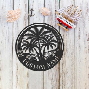 Custom Palm Tree Metal Sign, Palm Trees Sign, Porch Decor, Outdoor ...