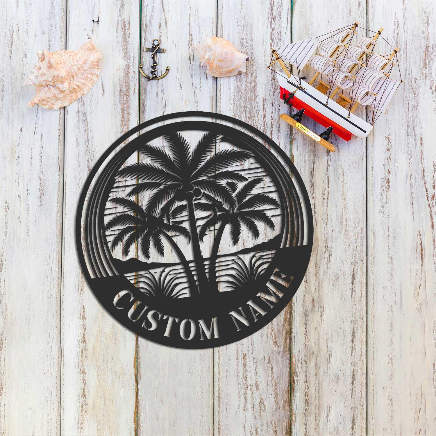 Custom Palm Tree Metal Sign, Palm Trees Sign, Porch Decor, Outdoor ...
