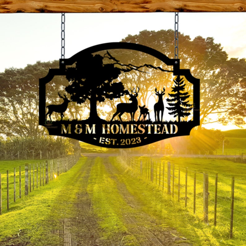 Custom Metal Cabin Sign, Metal Deer Sign, Deer Family Metal Sign, Cabin ...