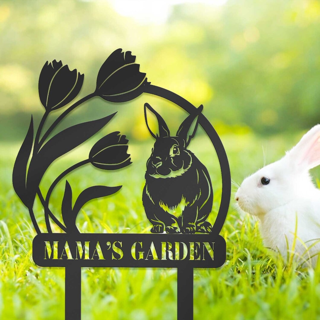 Custom Rabbit Stake Sign, Bunny Metal Sign, Memorial Rabbit Metal Sign ...