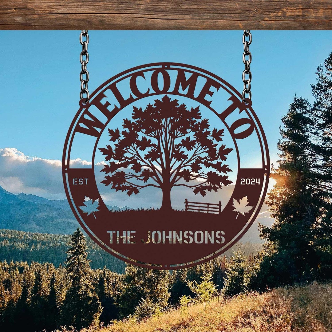 Personalized Maple Tree Metal Sign, Maple Tree Wall Art, Custom Family ...