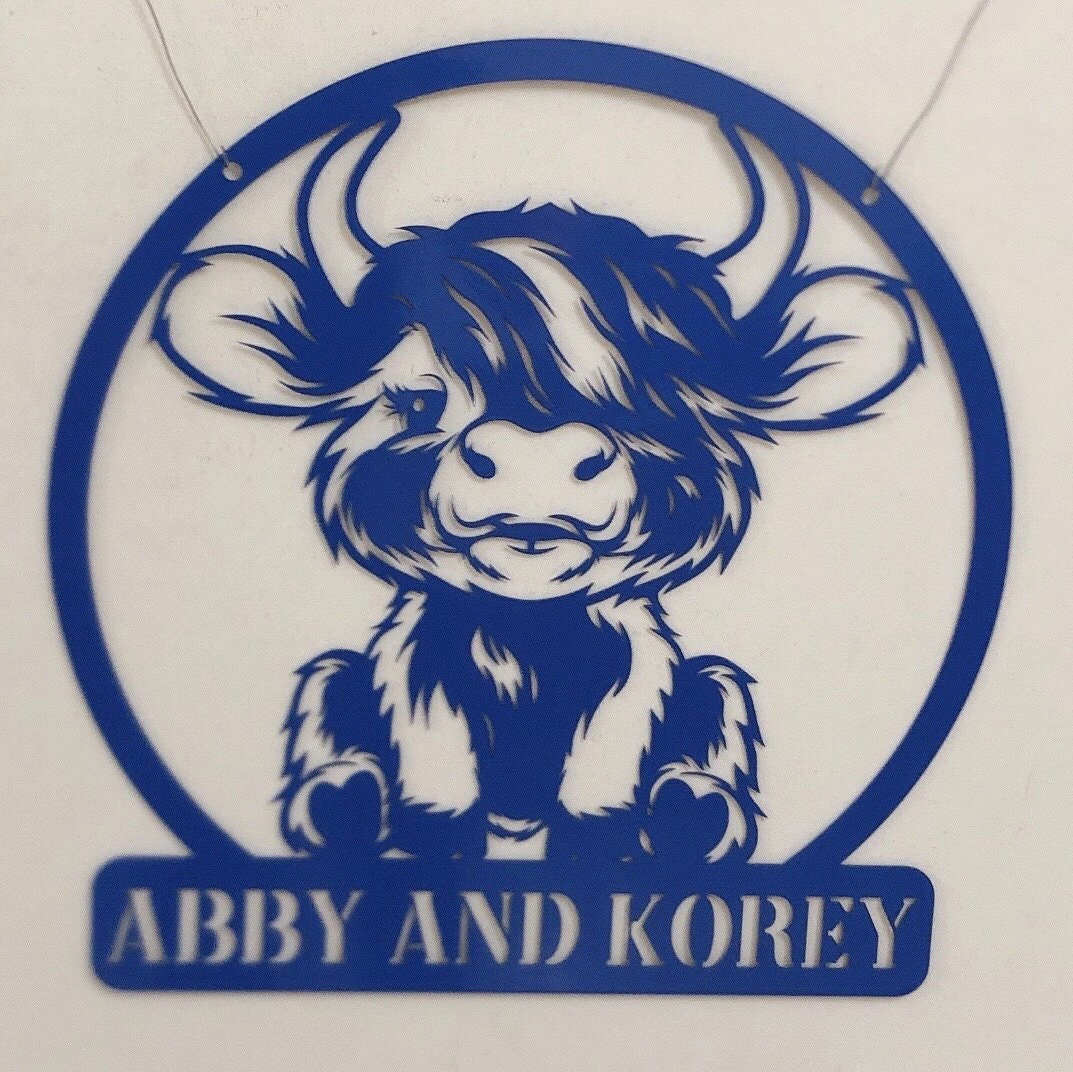 Custom Highland Cow Metal Sign, Personalized Highland Cow Farm Welcome ...