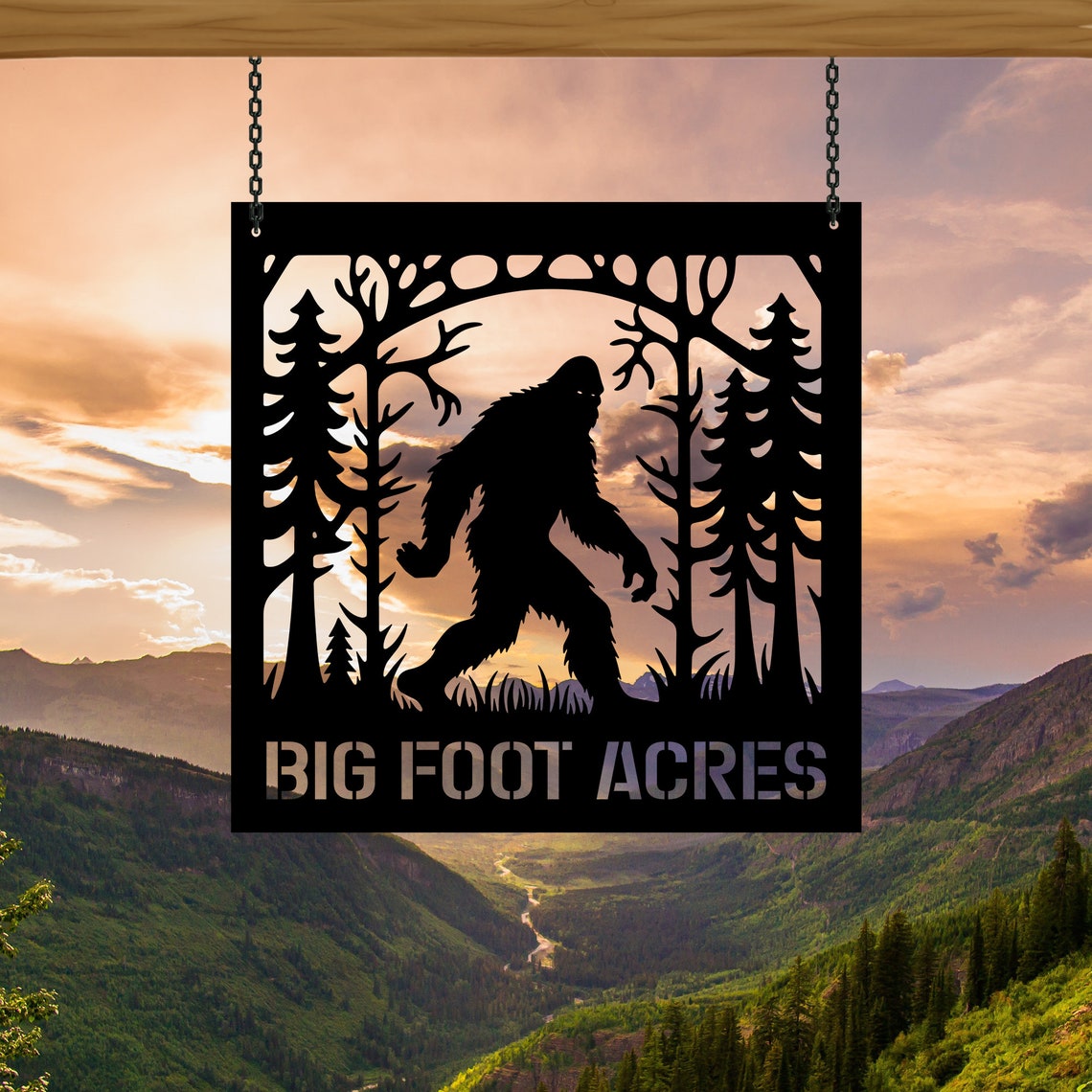 Custom Outdoor Sasquatch Metal Sign, Bigfoot Metal Wall Art, Metal ...