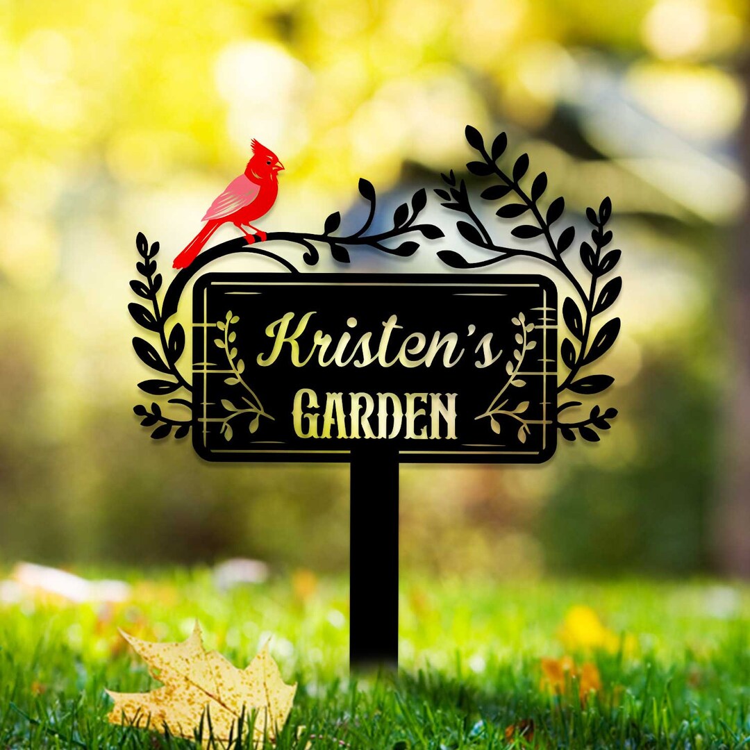 Customized Garden Stake Cardinal Sign, Cardinal Bird Garden Sign, Metal ...