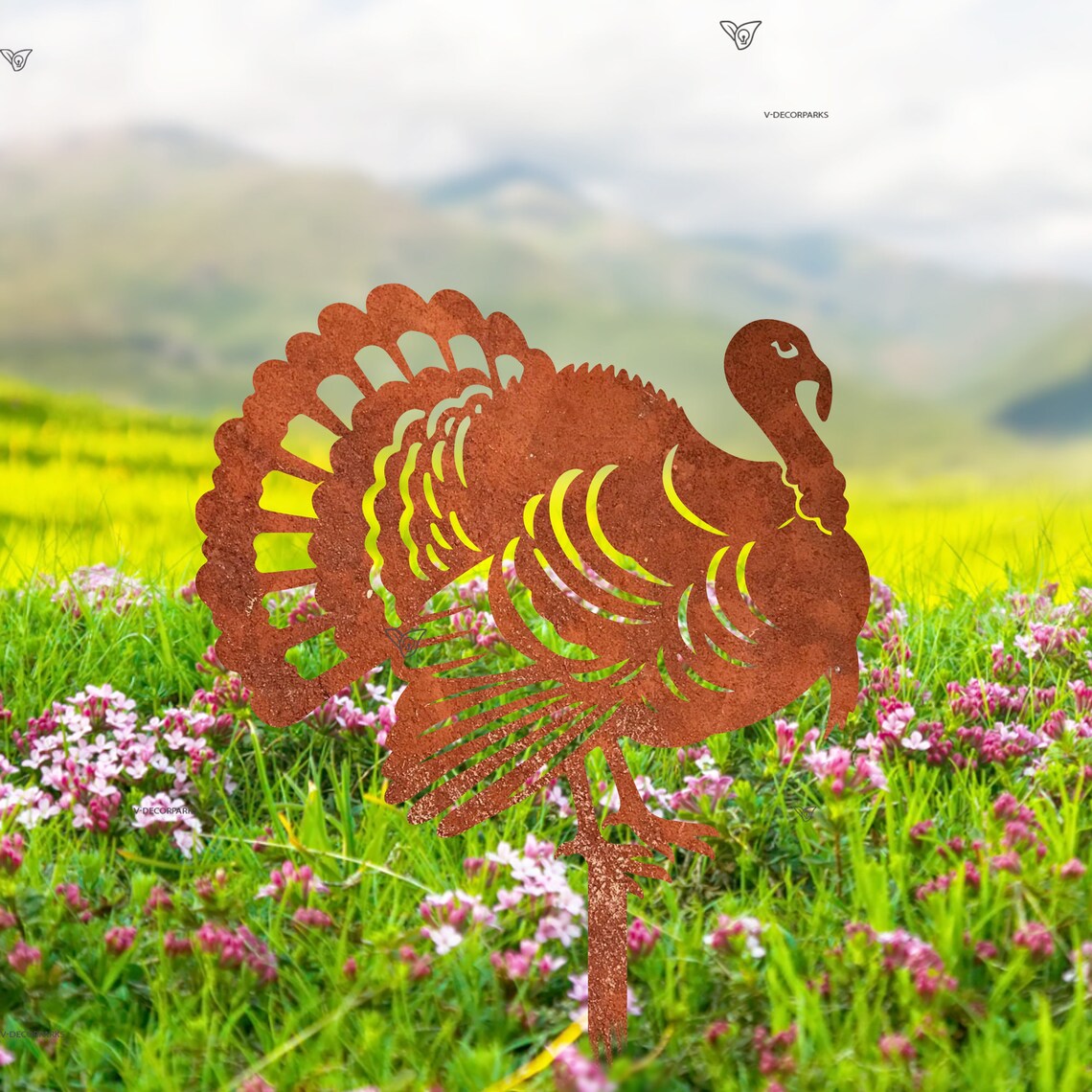 Rust Wild Turkey Metal Sign, Turkey Stake, Garden Decor, Turkey Yard ...