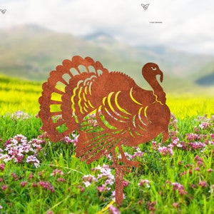 Rust Wild Turkey Metal Sign, Turkey Stake, Garden Decor, Turkey Yard ...