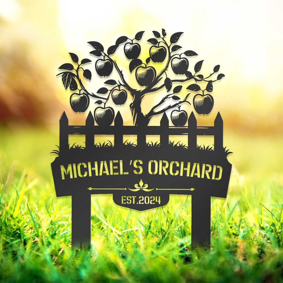 Custom Apple Garden Decor, Metal Apple Garden Sign, Custom Apple Gift ...