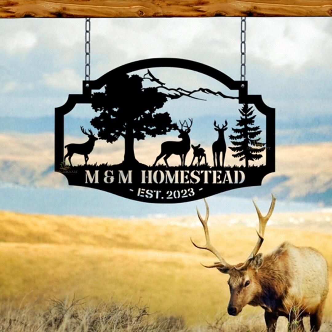 Custom Metal Cabin Sign, Metal Deer Sign, Deer Family Metal Sign, Cabin ...