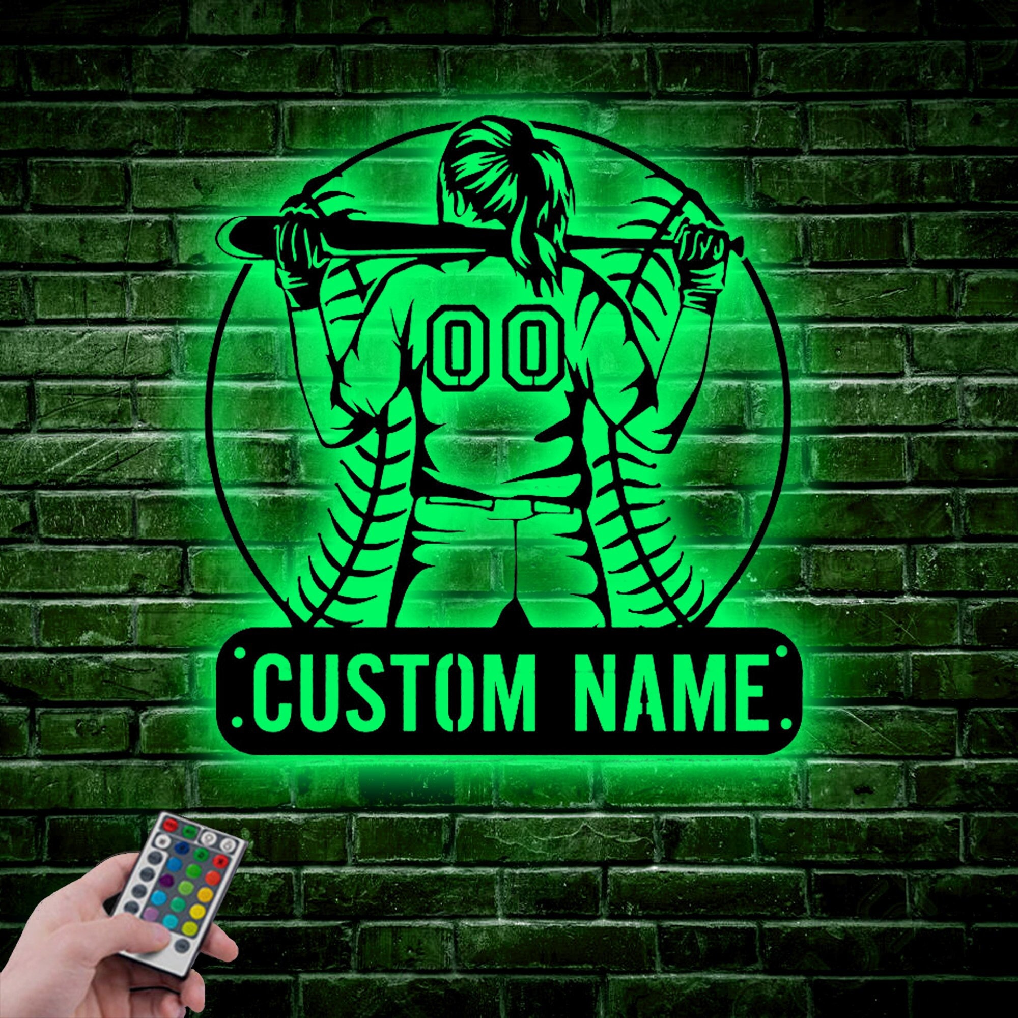 Personalized Softball Girl Metal Wall With Lights, Custom Softball Name ...